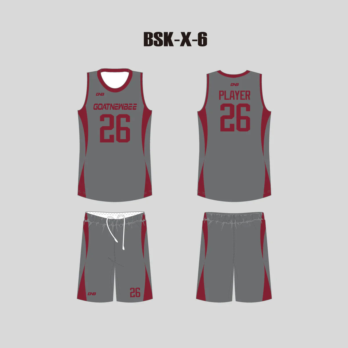 Red Gray Custom Men's Women’s Basketball Uniforms | GNBSporting