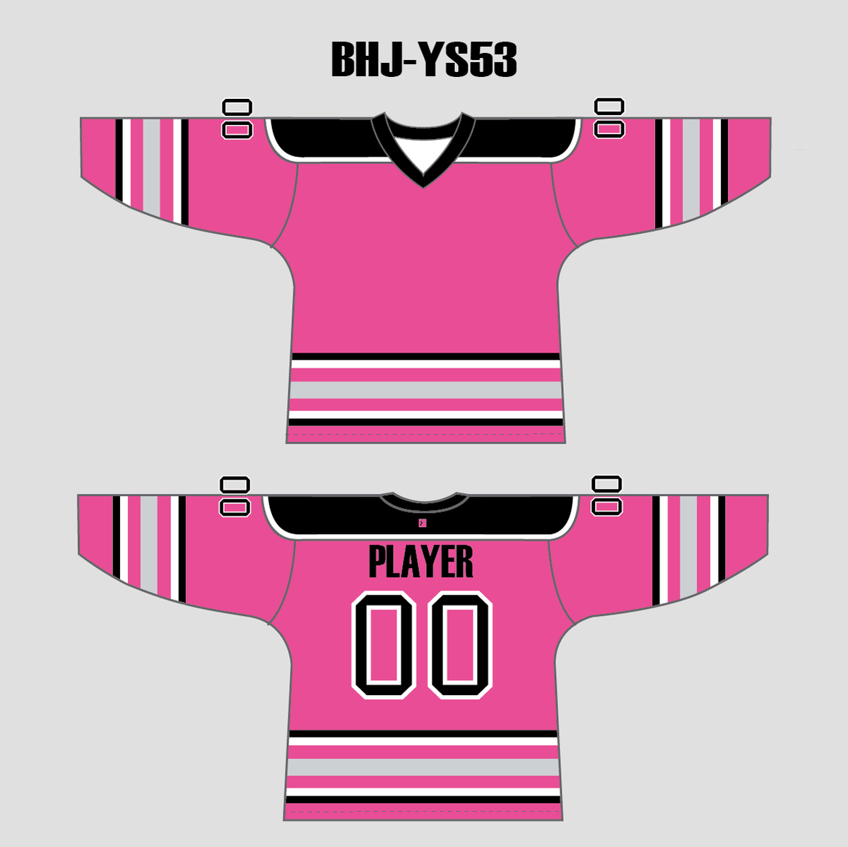 Pink/Black/Grey Blank Ice Roller Hockey Jerseys Design | YoungSpeeds