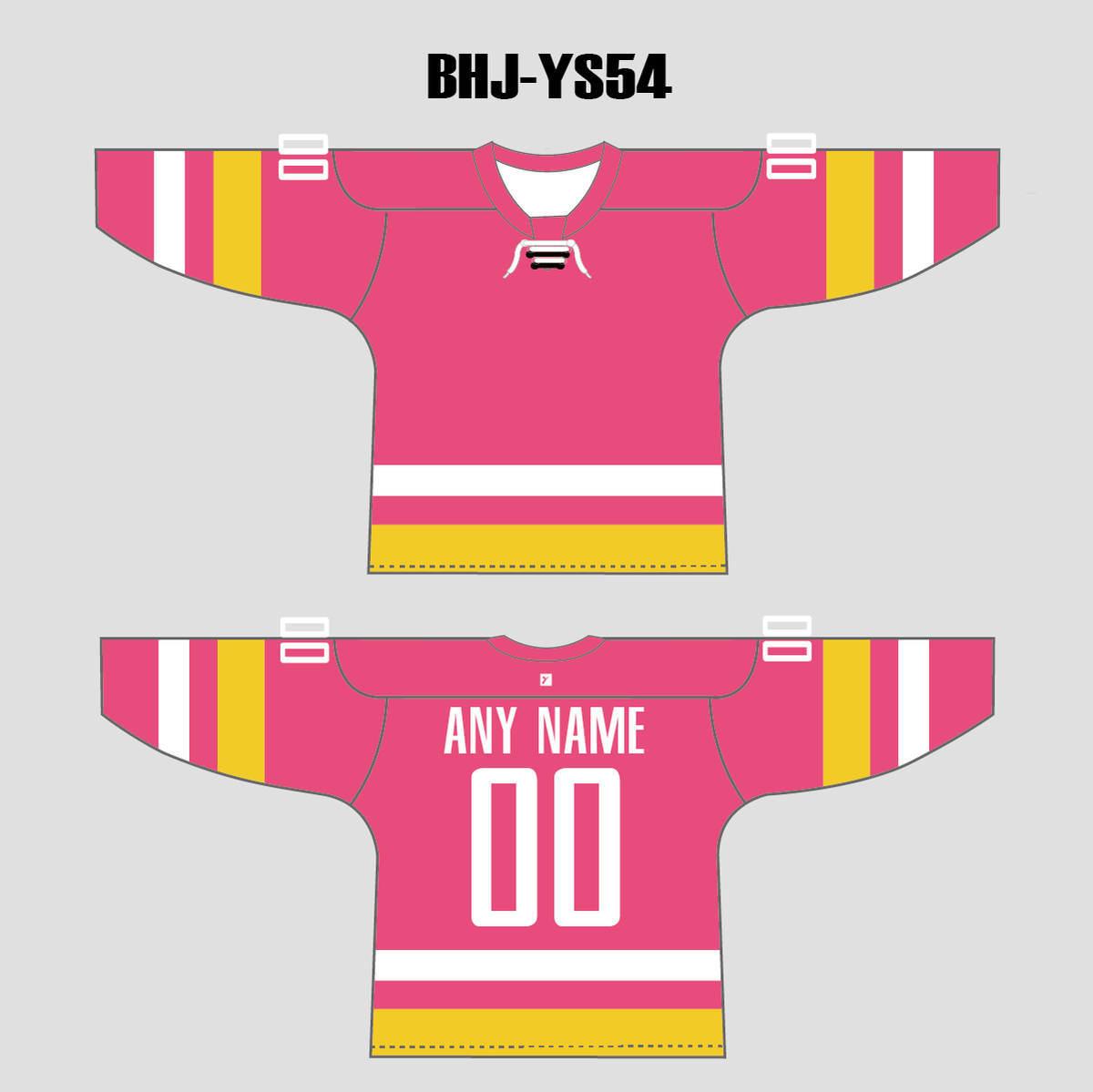 Pink/Gold/White Custom Blank Hockey Jerseys with Laces | YoungSpeeds