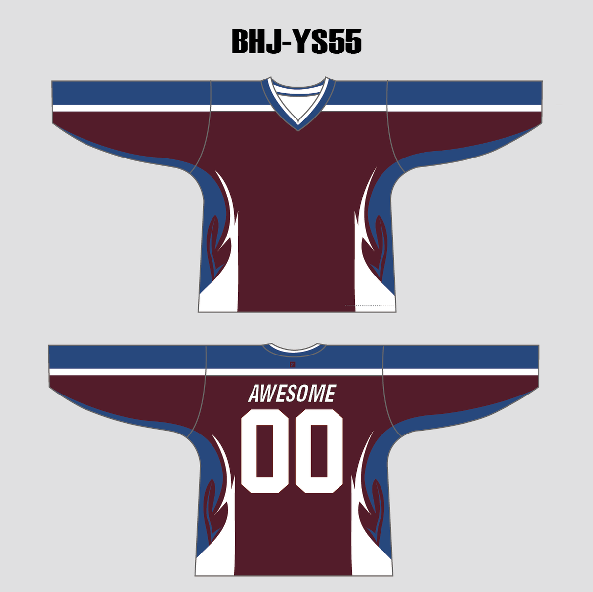 Maroon/Blue Custom Ice Roller Hockey Jerseys Design | YoungSpeeds